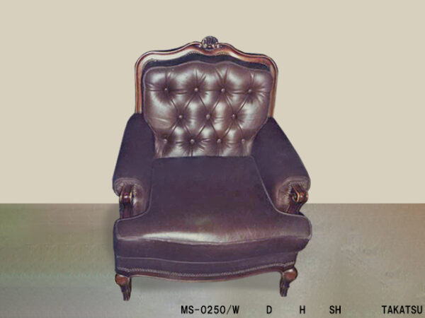 濃茶本革鋲打張猫脚組椅子 – 高津装飾美術株式会社